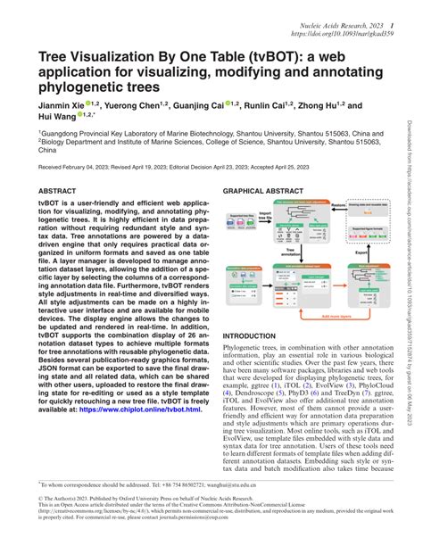 Pdf Tree Visualization By One Table Tvbot A Web Application For