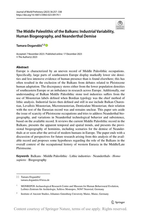 Pdf The Middle Paleolithic Of The Balkans Industrial Variability