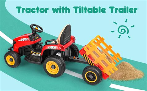 Anpabo 12v 7ah Ride On Tractor Wtiltable And Detachable Trailer Remote