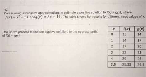 Solved Cora Is Using Successive Approximations To Estimate A Chegg
