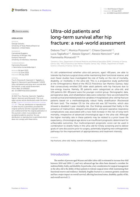 Pdf Ultra Old Patients And Long Term Survival After Hip Fracture A