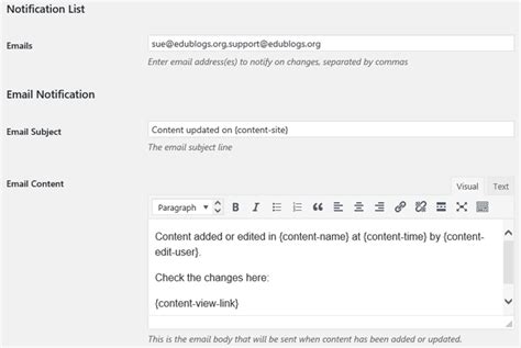 Content Update Notification Plugin Edublogs Help And Support