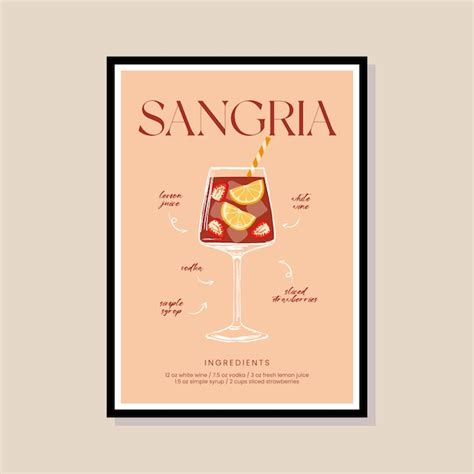 Premium Vector Cocktail Vector Illustration In A Poster Frame For