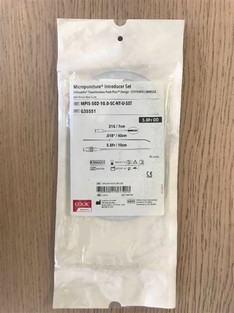 New Cook G35551 Micropuncture Introducer Set W Nitinol Wire Guide 5f