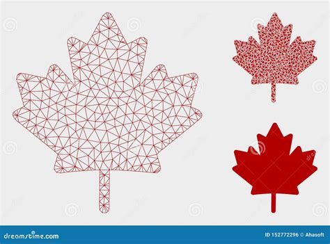 Maple Leaf Vector Mesh 2d Model And Triangle Mosaic Icon Stock Vector Illustration Of Graphic