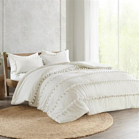 Bungalow Rose Obrian Pom Cotton Duvet Cover Set Wayfair Duvet Cover