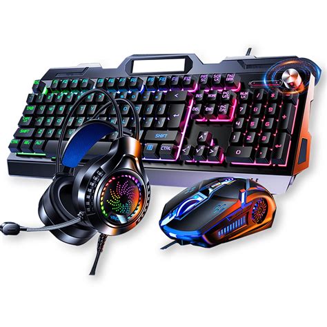 Gaming Keyboard Mouse Headset And Mousepad Combo Rainbow Led Backlit Gaming Keyboard Mouse Set