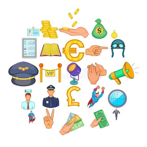 Manejando Los Iconos Fijados Estilo De La Historieta Ilustración Del
