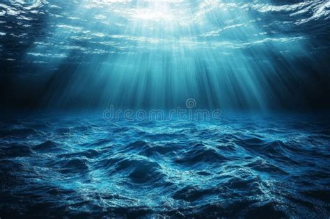 Underwater View Of Ocean Surface With Turbulent Waves Neural Network Ai Generated Stock Image
