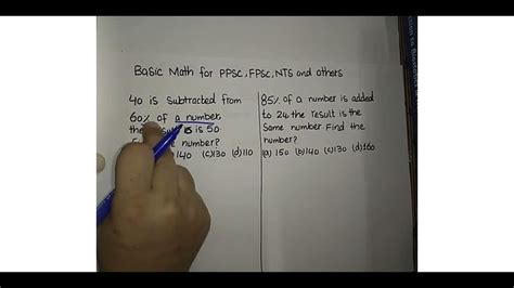 Find A Number In Percentage Trick And Tips Percentage For Ppsc Basic Maths Mcqs Basic Math