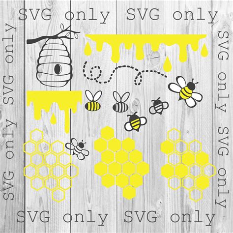 Bee Svg Honeycomb Svg Honey Drip Svg Hive Svg Honeybee Etsy