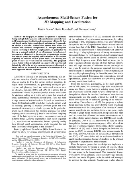 Pdf Asynchronous Multi Sensor Fusion For 3d Mapping And Localization