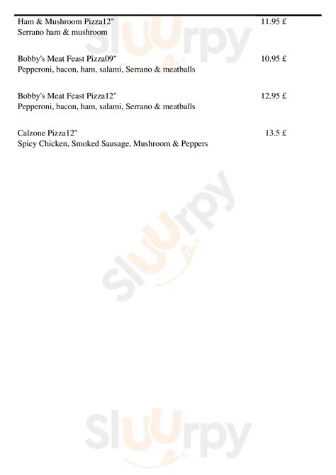 Bobbys Italian Restaurant And Takeaway Menù Gosport Main Menu Sluurpy