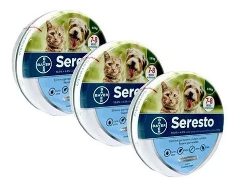 Paquete De 3 Seresto Collar Antipulgas Menores Y Mayor 8 Kg