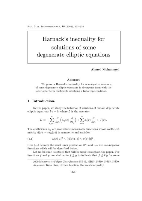 Pdf Harnacks Inequality For Solutions Of Some Degenerate Elliptic Equations