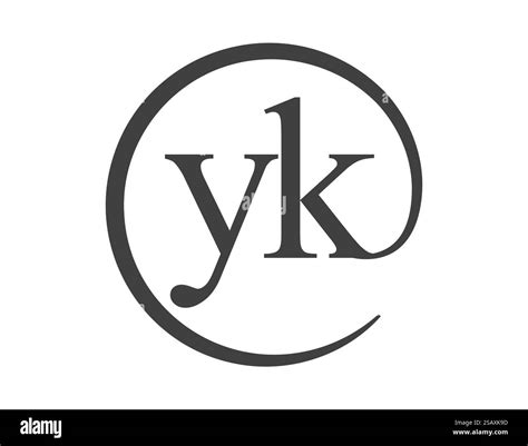 Yk Logo From Two Letter With Circle Shape Email Sign Style Y And K Round Logotype Of Business