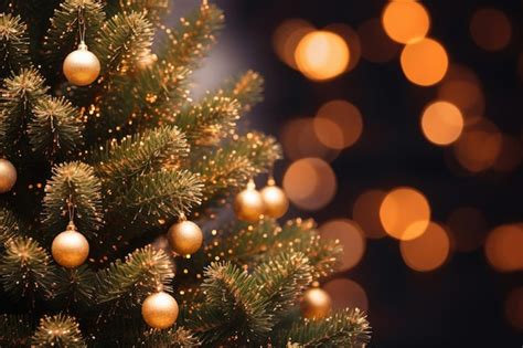 Premium Ai Image Brightly Christmas Tree Close Up