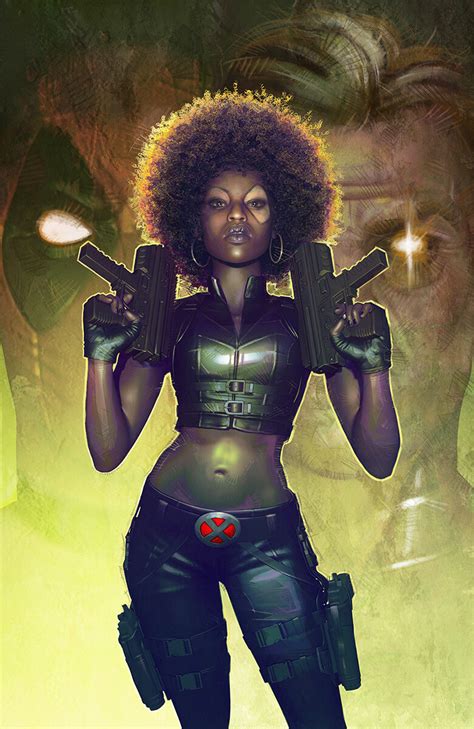 Artstation Black Domino Rebeca Puebla Marvel Comic Universe Marvel