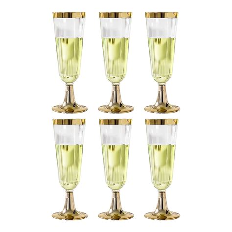 Vingtank Gold Champagne Flutes Disposable Champagne Glasses Plastic Toasting Glasses For