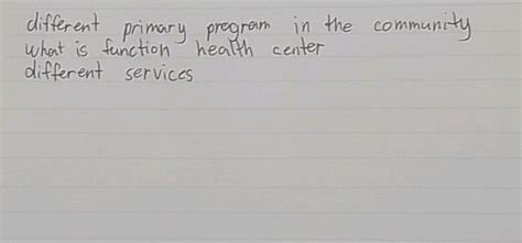 Different Primary Program In The Community StudyX