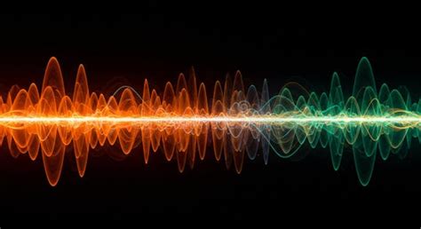 Colorful Waveform Visualization Against A Black Background The Waveform Consists Stock