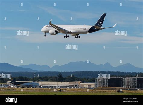 Richmond British Columbia Canada 29th Aug 2022 A Lufthansa Airbus