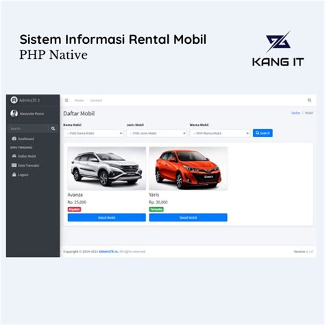 Jual Source Code Sistem Informasi Rental Mobil Program Php Native