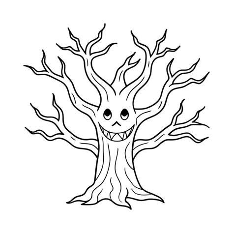 A Drawing Of A Tree With A Smiley Face On It Premium AI Generated Vector