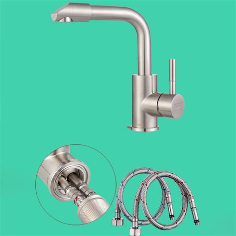 Swivel Spout Bathroom Faucet Contemporary Design Vessel Faucet With Stainless Steel Clearhalo