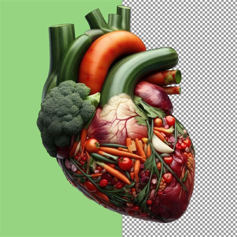 Premium Psd Ecofriendly Human Heart Design Using Vegetables Png