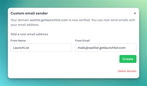 Custom Email Domain Launchlist