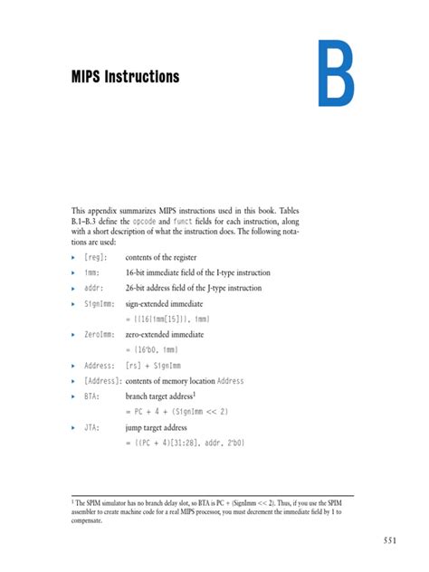 Appendix B Mips Instructions Pdf Mips Instruction Set