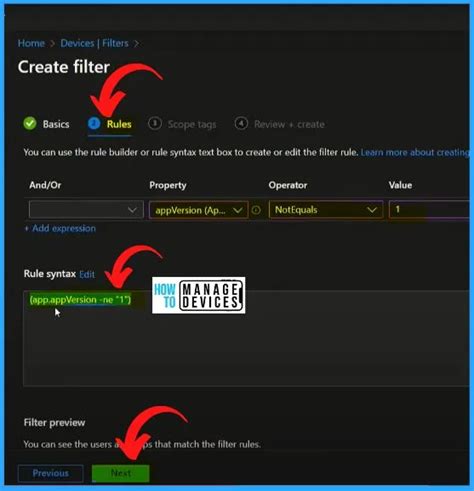 new intune managed apps filter rules create filter rules based on app