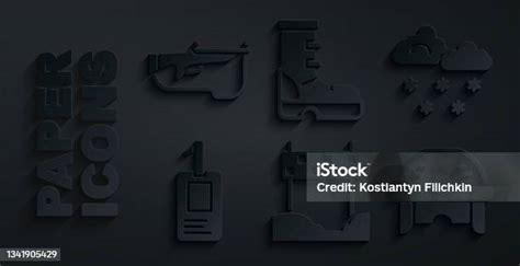 결승선에 리본을 설정 눈과 구름 식별 배지 하키 헬멧 방수 고무 부팅과 바이 애슬론 소총 아이콘 벡터 3차원 형태에 대한 스톡 벡터 아트 및 기타 이미지 Istock