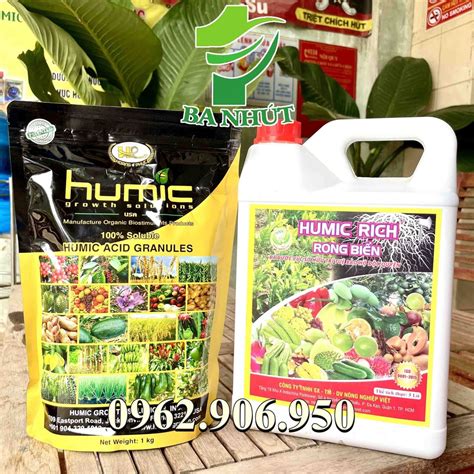 Combo Humic MỸ 1kg Dạng Miểng Và Humic Rich Rong BiỂn 5 Lít Dưỡng Cây Khỏe Ra Rễ Cực Nhanh