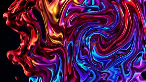 Abstract Swirling Vibrant Colors With Fluid Neon Patterns Digital Art Concept Stock Footage