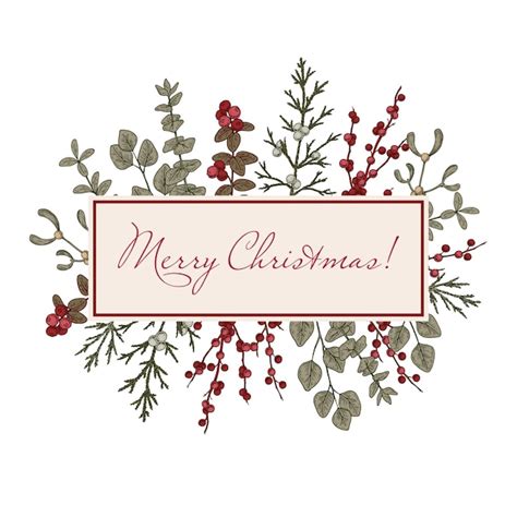 Étiquette De Joyeux Noël Et Bonne Année Illustration Vectorielle Dans Le Style De Croquis Cadre
