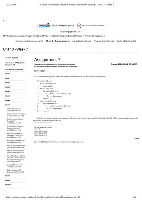 Noc20 Cs81 Assignment 01 Week 07 X Nptel Explorernccode