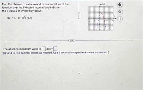 Solved Find The Absolute Maximum And Minimum Values Of The