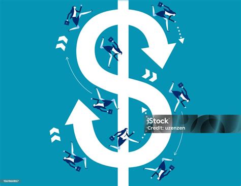 돈을 위해 일하는 사업가 비즈니스 머니 벡터 일러스트레이션 과녁에 대한 스톡 벡터 아트 및 기타 이미지 과녁 미국 화폐