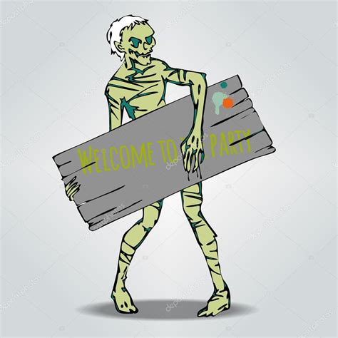 Smiling Zombie Happy Halloween Party Vector Illustration Stock Vector