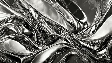 Premium Photo | Chrome liquid effect abstract textures monochromatic waves