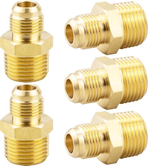 5pcs 3 8 Flare To 1 2 Npt Male Brass Tube Fitting Flare