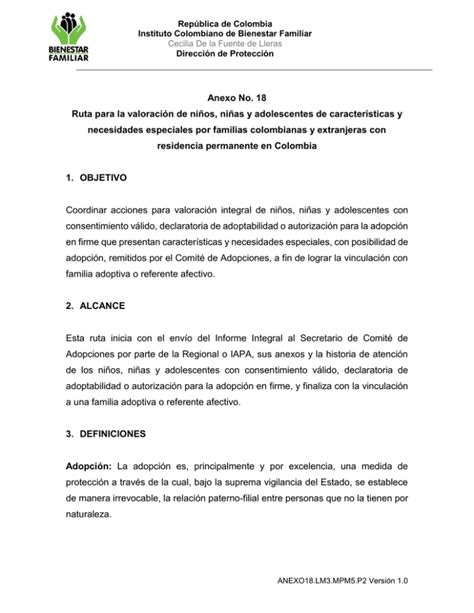 Anexo Ruta Valoracion Niños Niñas Y Adolescentes Especiales Por
