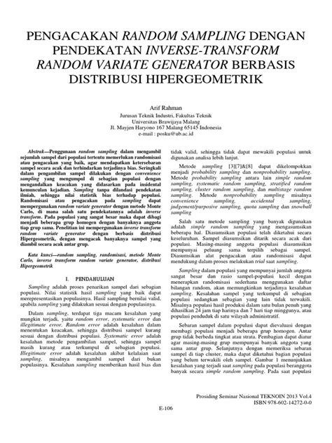Pengacakan Random Sampling Dengan Pendekatan Inverse Transform Random