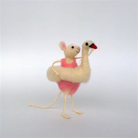 Tiny Mouse Swimmer Cute Animal Pink Swimwear Art Doll Handmade Figurine