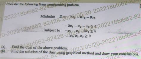 consider the following linear programming problem