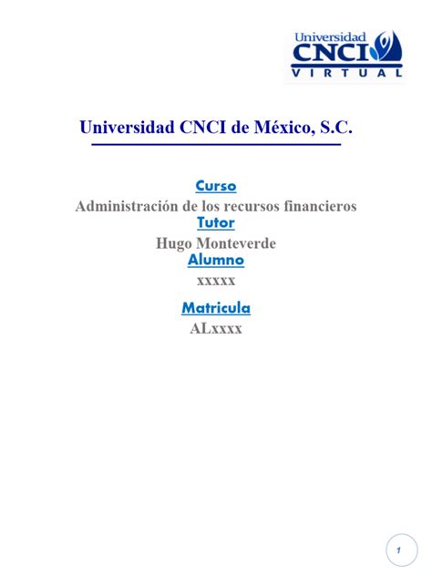 Act 1 Administración De Los Recursos Financieros Pdf Contabilidad