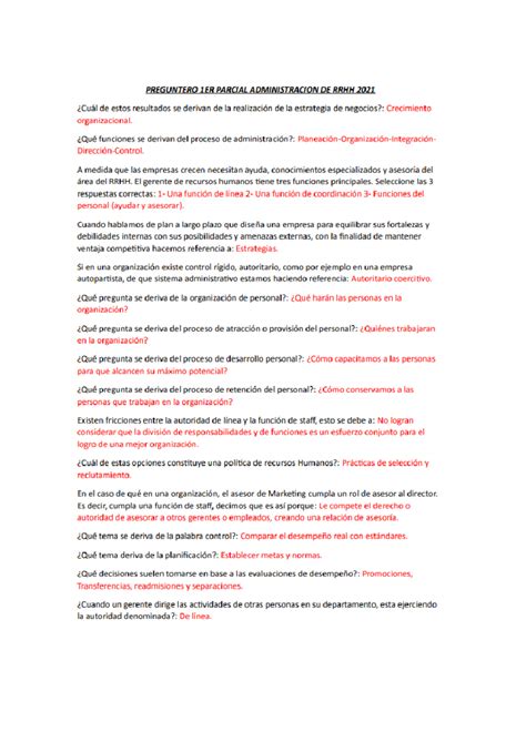 Preguntero 1er Parcial Adm De Recursos Humanos Preguntero 1er Parcial