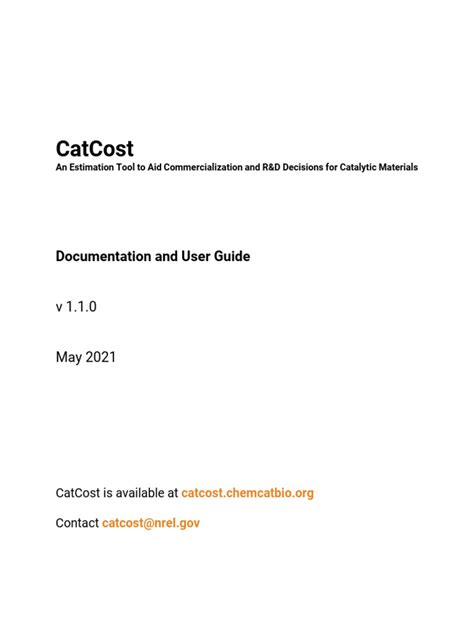 catcost v1 1 0 user guide pdf stoichiometry sensitivity analysis